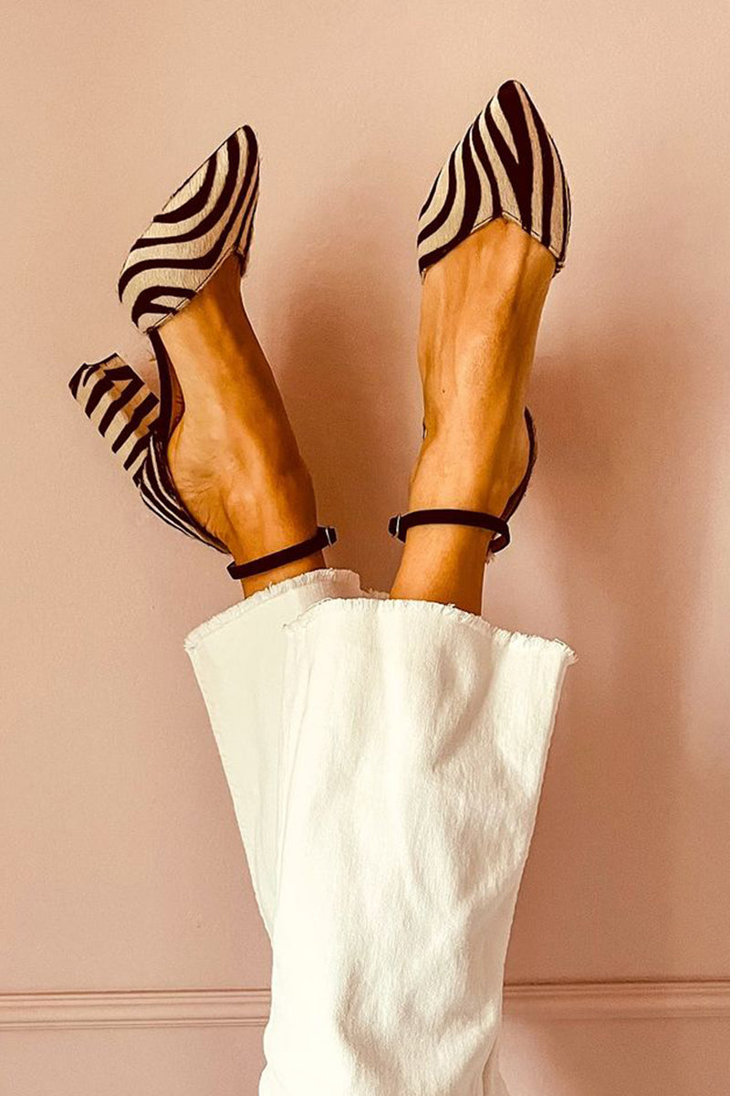 Zebrina™ | Mid-heel sandals with strap and zebra print – Preston & Payton